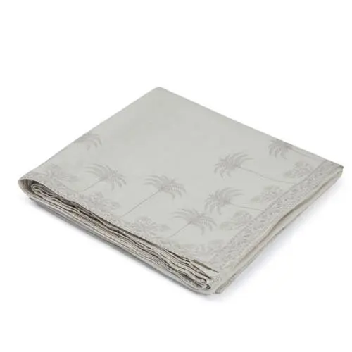 MAJKA La Fortuna Palms Tablecloths - Oyster & Stone - 62" X 120"